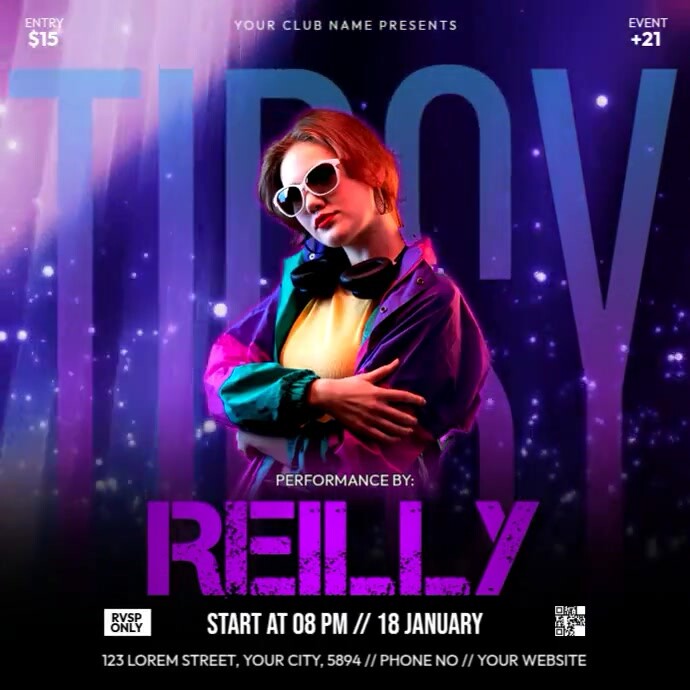 Tipsy Neon Party Template | PosterMyWall