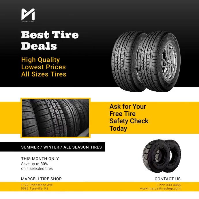 Tire Deals Video Flyer Social Media Ad Template | PosterMyWall