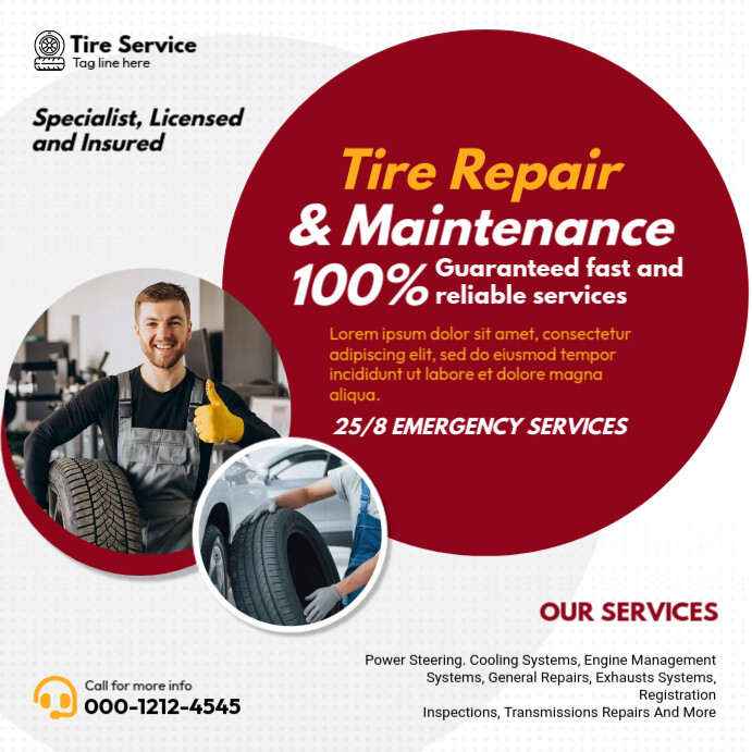 tire repair service flyer template | PosterMyWall