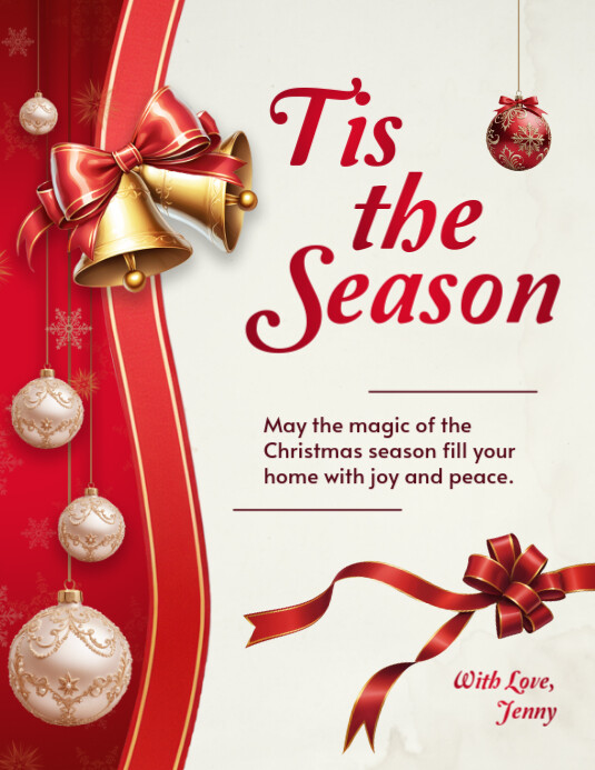 tis the season red christmas card template design | PosterMyWall