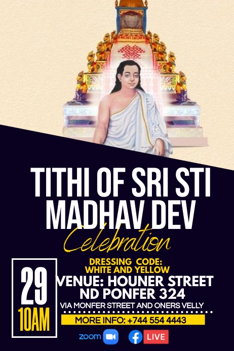 Copy of Tithi of Sri Sri Madhav Dev | PosterMyWall