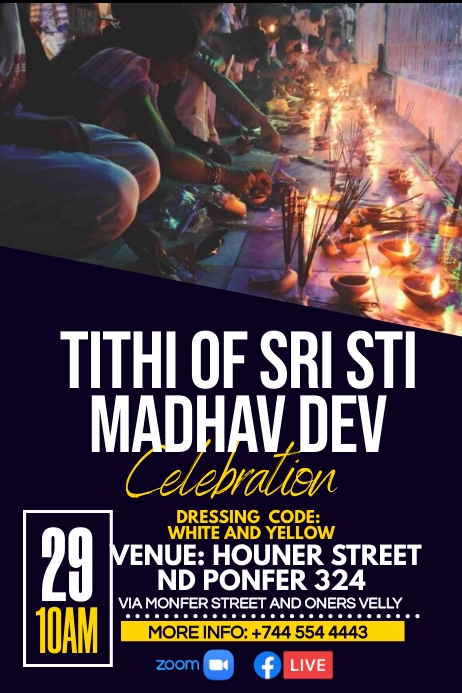 Tithi of Sri Sri Madhav Dev Template | PosterMyWall