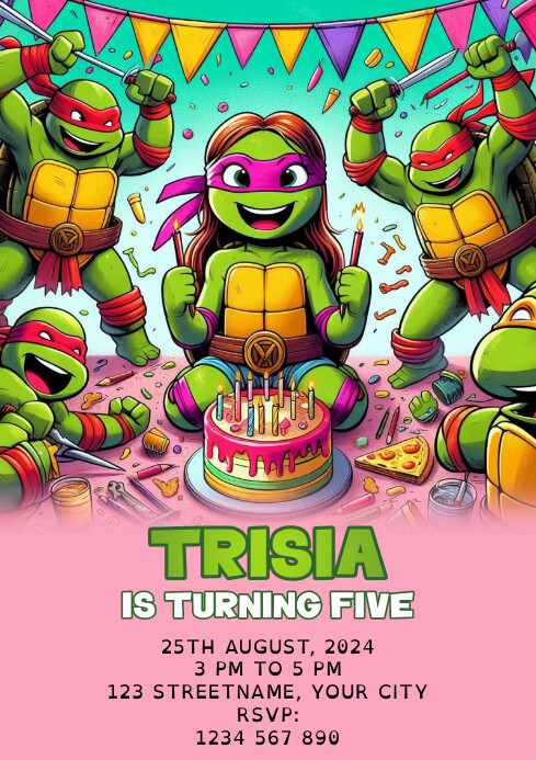 TMNT Birthday Template | PosterMyWall