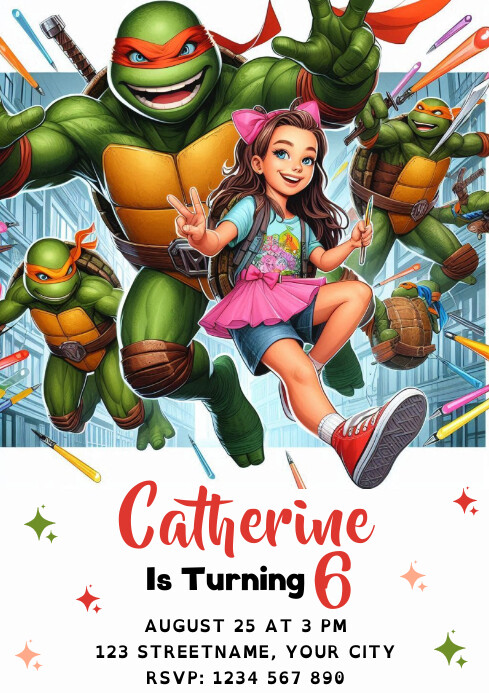 TMNT Kids Birthday Template | PosterMyWall