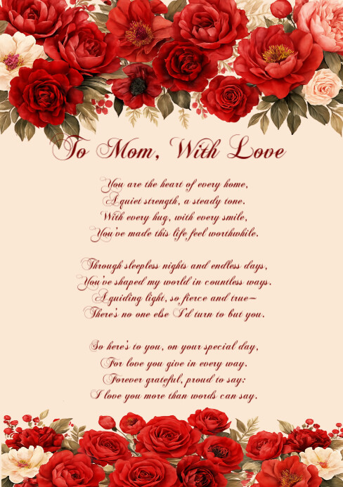 Copy of To mom, with love poem for Mother's Day | PosterMyWall