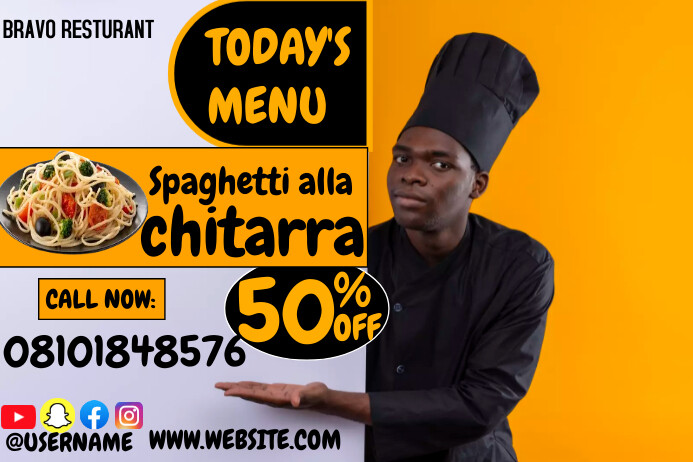 Today's Restaurants Menu offer 50% discount Template | PosterMyWall