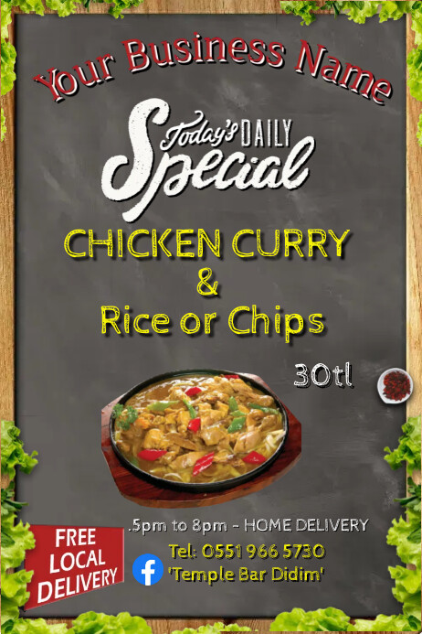 Copy of Today's Special Chicken Curry Take-Away | PosterMyWall