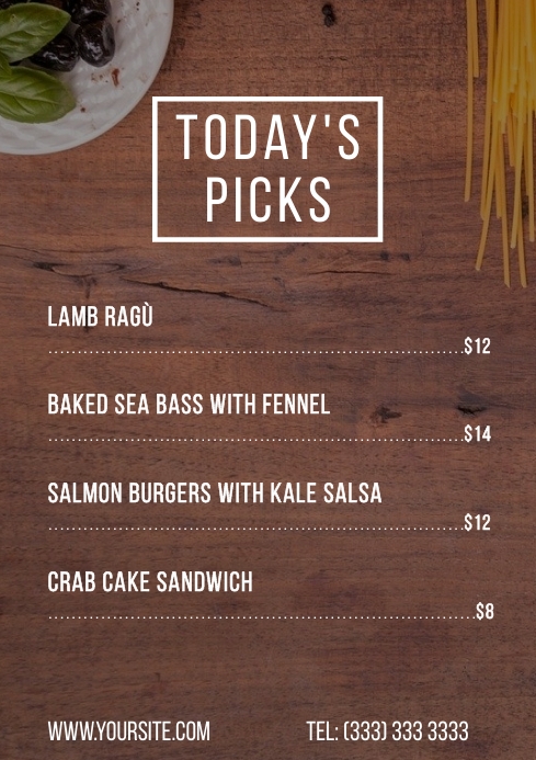 Copy of Todays Picks menu table a4 | PosterMyWall