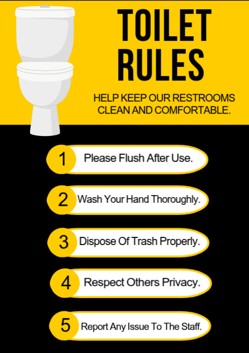 Copy of Toilet rule and regulations sign design template | PosterMyWall