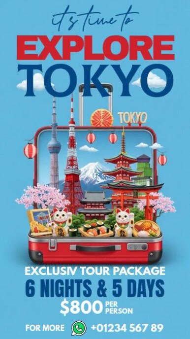 Tokyo Tour Package Digital Display (9:16) Template | PosterMyWall