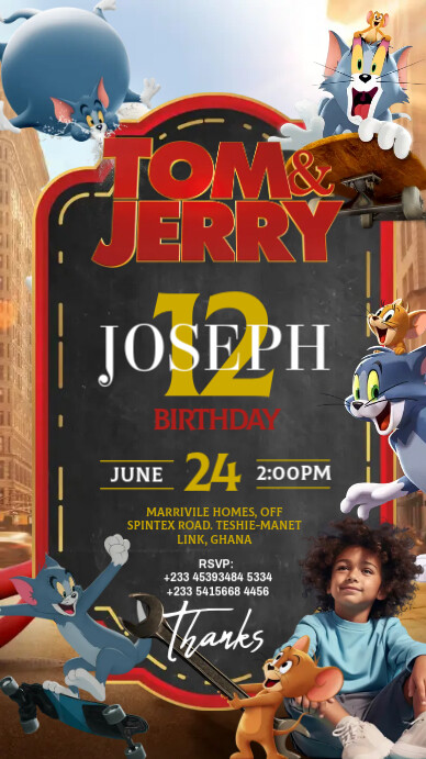 Tom & Jerry Birthday Invitation Template | PosterMyWall