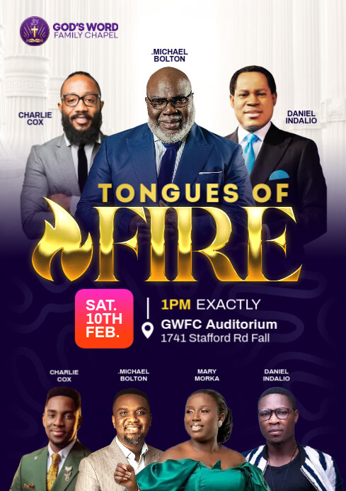 tongues of fire church flyer Template | PosterMyWall