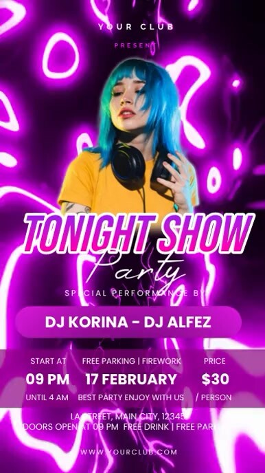 Copy of Tonight Show Dj Party Poster Template | PosterMyWall