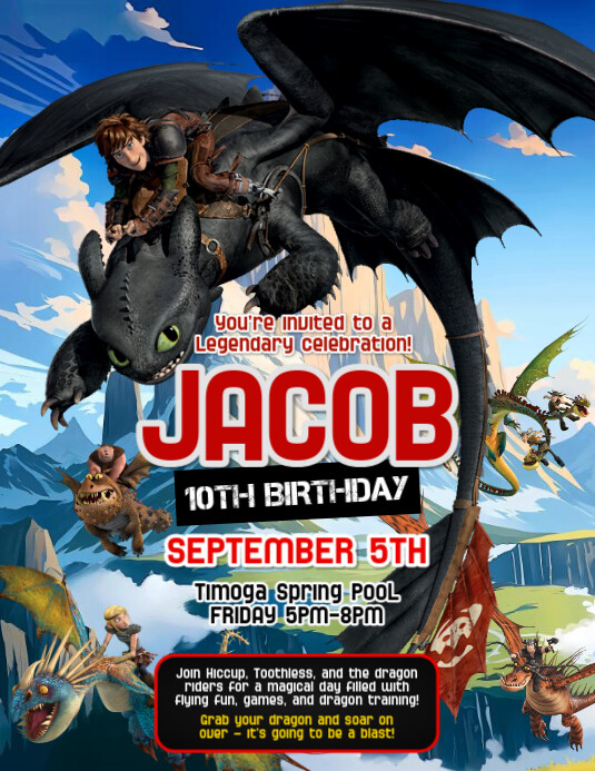Toothless Dragon Birthday Flyer Template | PosterMyWall