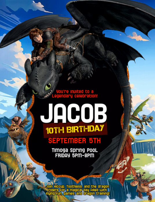 Toothless Dragon Birthday Flyer Template | PosterMyWall