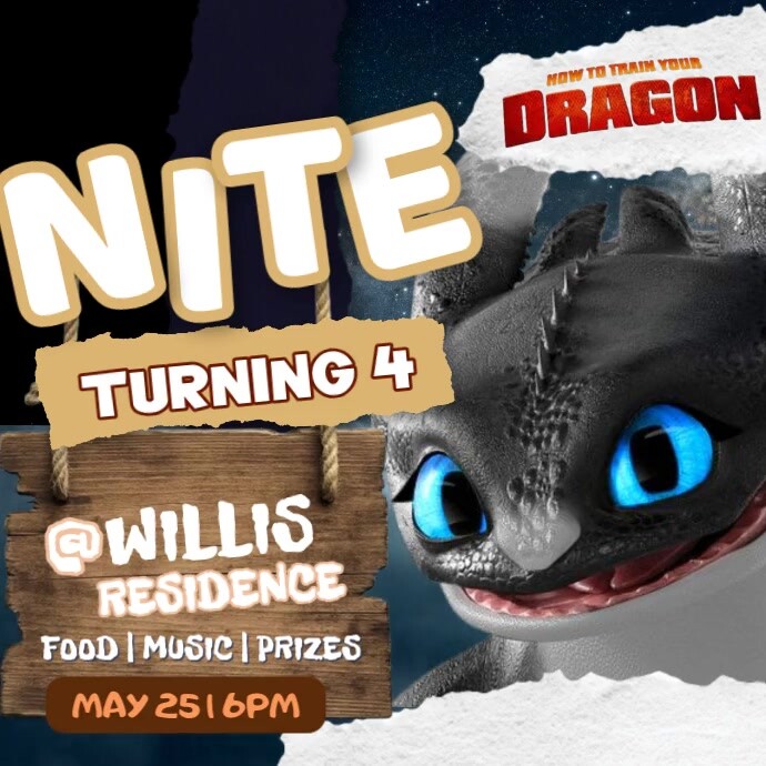 Toothless Fun at Nite 3rd Birthday!” Template | PosterMyWall