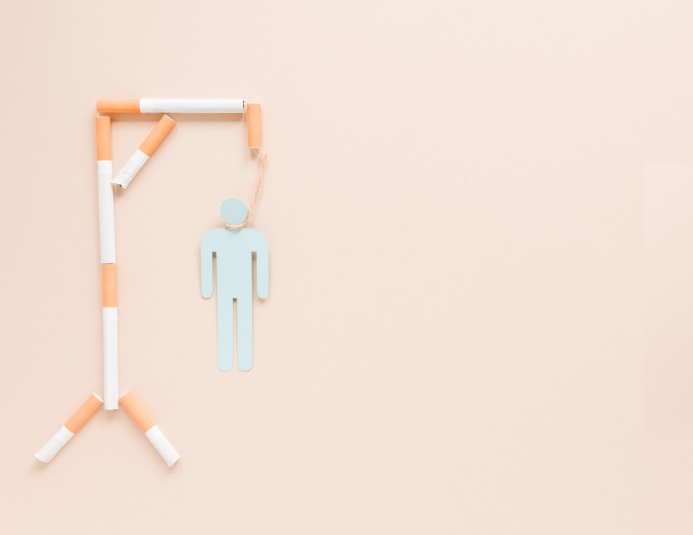 Top view hanging man made by cigarette Template | PosterMyWall