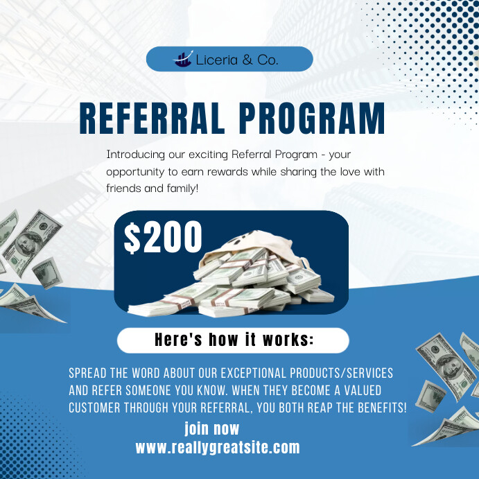 Tosca and White Modern Referral Program Insta Template | PosterMyWall