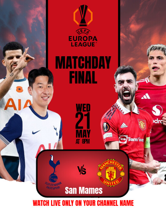 TOTTENHAM HOTSPURS VS MANCHESTER UNITED Template | PosterMyWall