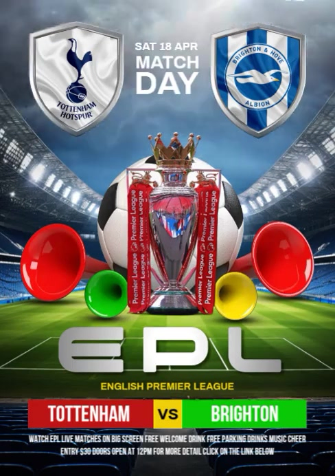 Tottenham vs Brighton Template | PosterMyWall