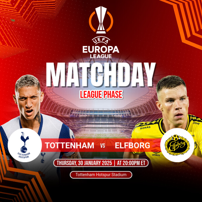 Copy of Tottenham VS Elfsborg MATCH DAY | PosterMyWall