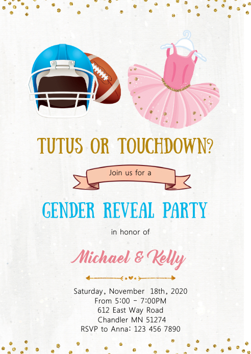 Touchdown or tutu reveal party invitation Template | PosterMyWall