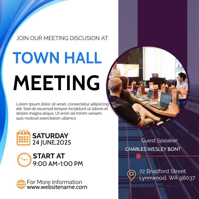 Town Hall meeting design template | PosterMyWall