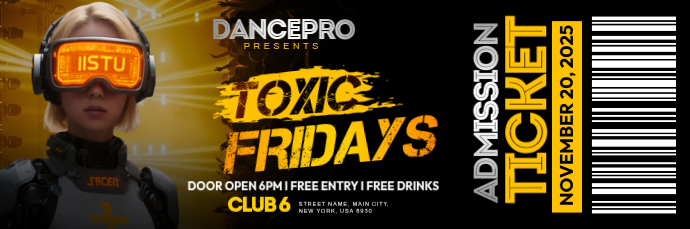 Modèle Toxic Fridays Cyber Dance Ticket | PosterMyWall