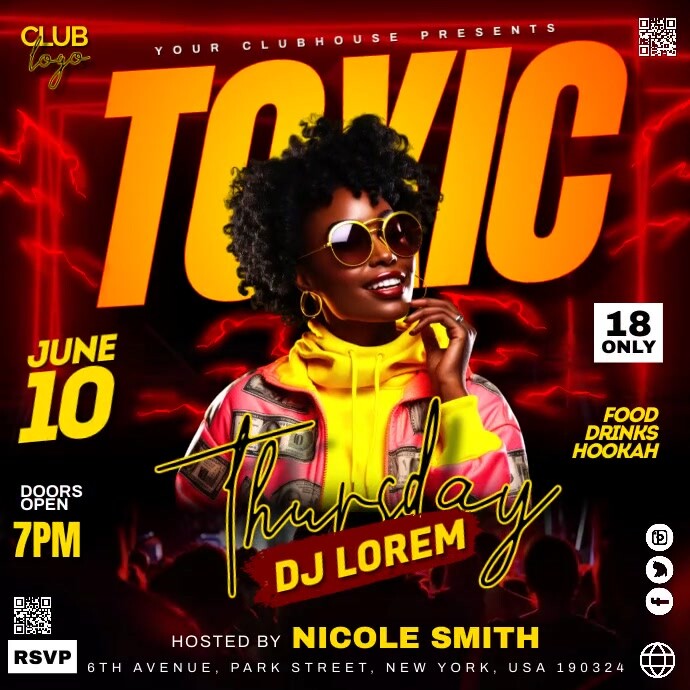 TOXIC NIGHT Template | PosterMyWall