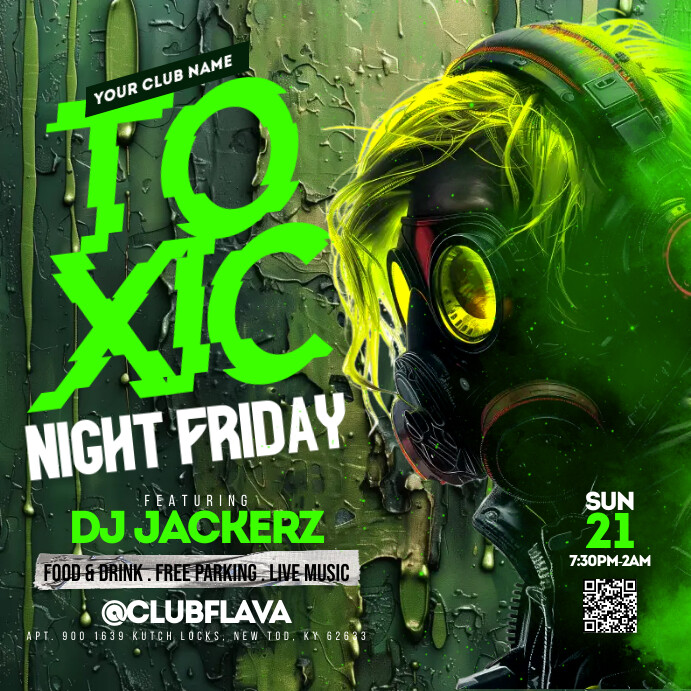 Toxic Night Friday Template | PosterMyWall