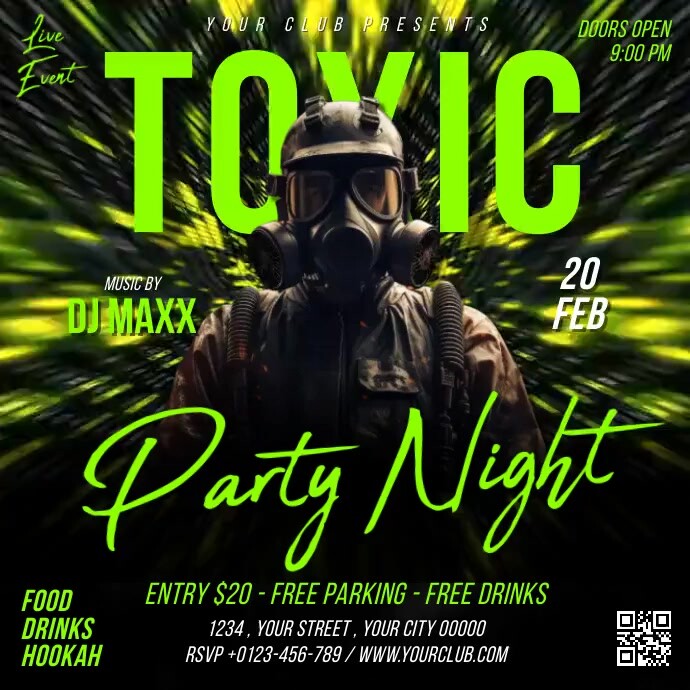 Toxic Party Night Template | PosterMyWall