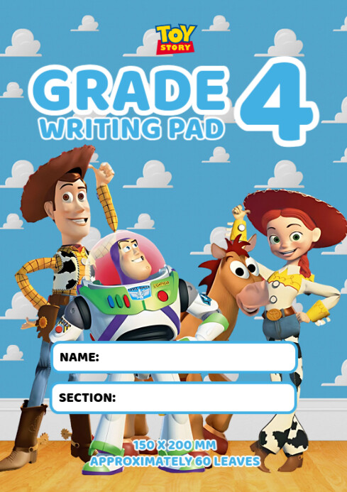 Copy of Toy Story Grade 4 Writing Pad cover | PosterMyWall