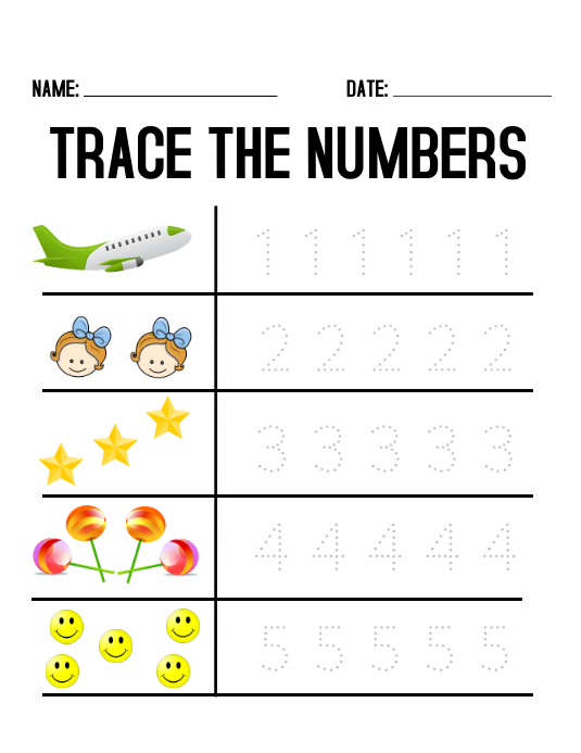 Copy of trace the numbers writing worksheet | PosterMyWall
