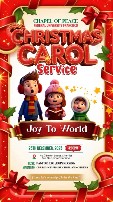 Traditional Christmas Carol Service Template | PosterMyWall