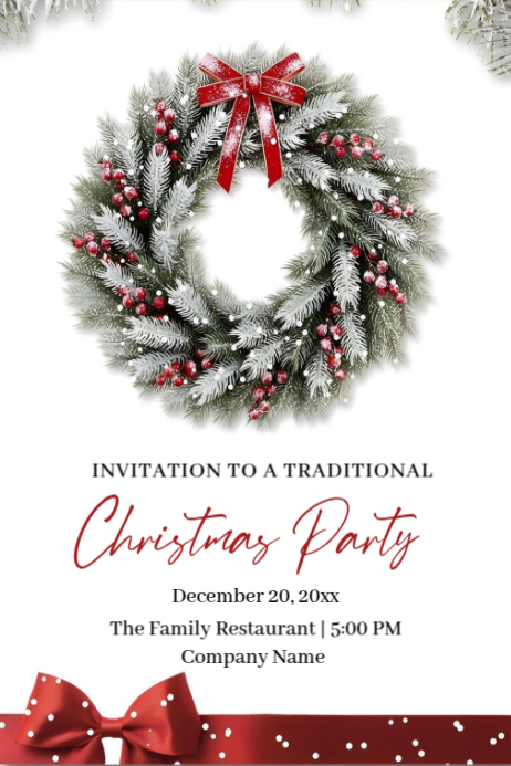 Copy of Traditional Christmas Party Invitation Poster | Red & Green ...