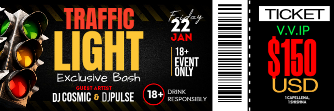Traffic Light Exclusive Bash VIP Ticket Template | PosterMyWall