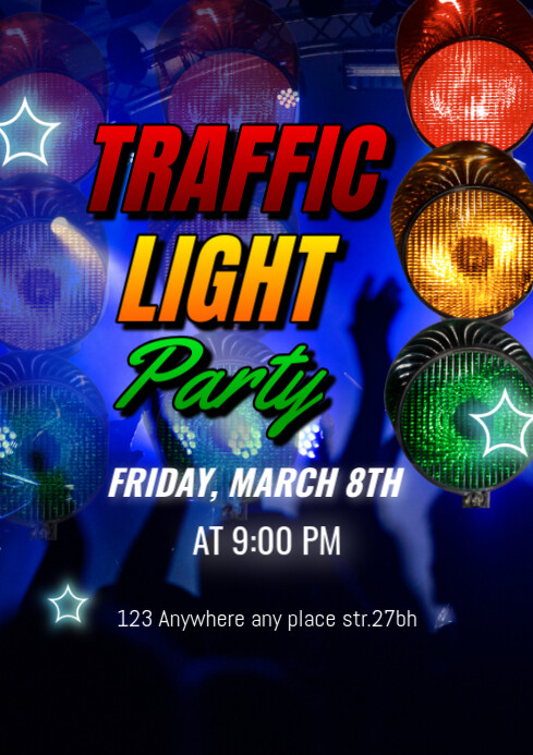 traffic light party flyer Template | PosterMyWall