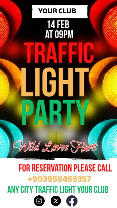 traffic light party traffic light night Template | PosterMyWall
