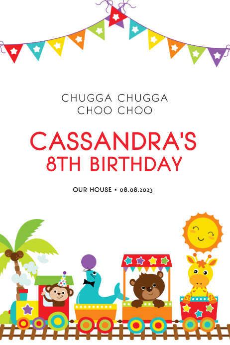 Train Birthday Invitation (1) Template | PosterMyWall