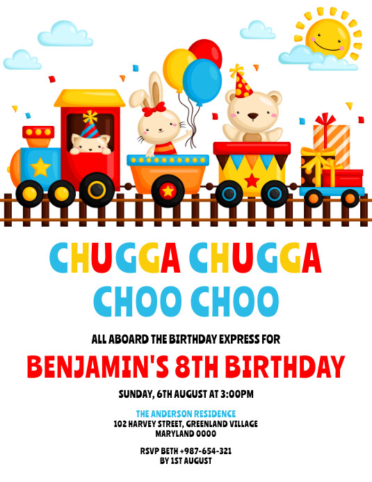 Train Birthday Invitation Template | PosterMyWall