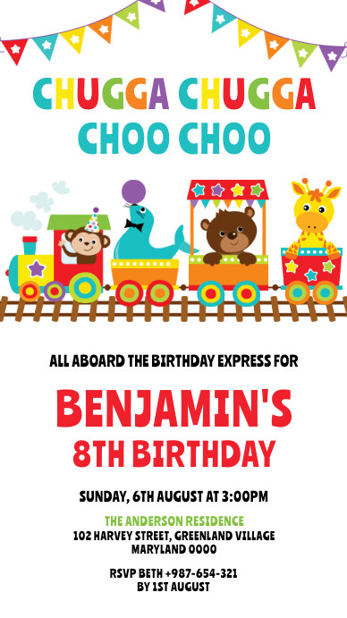 Train Birthday Invitation Template | PosterMyWall