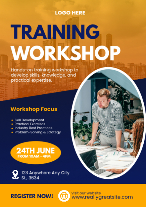 Training Workshop — Professional Skills & Development Flyer | Editable ...