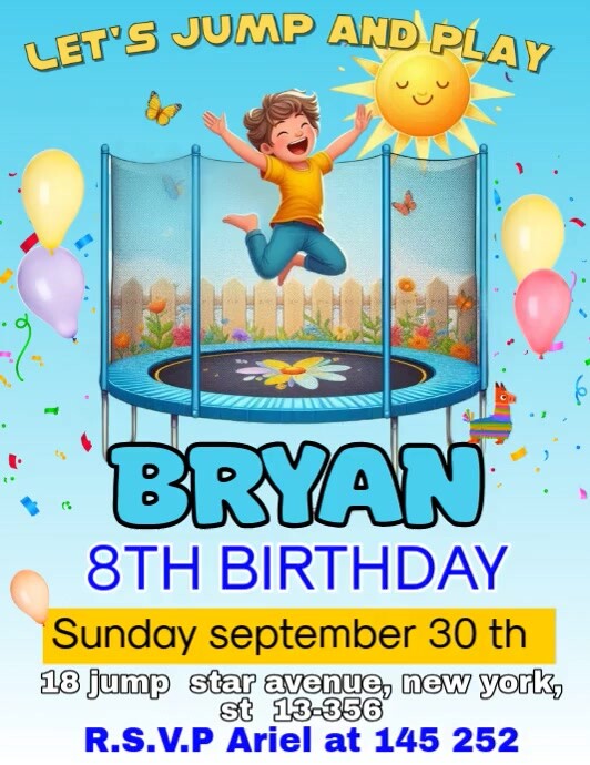 Copy of Trampoline jump birthday | PosterMyWall