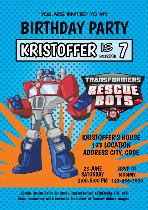 Transformers Birthday Invitation Template | PosterMyWall