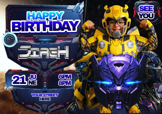 Plantilla de Transformers-Themed Birthday Bash | PosterMyWall