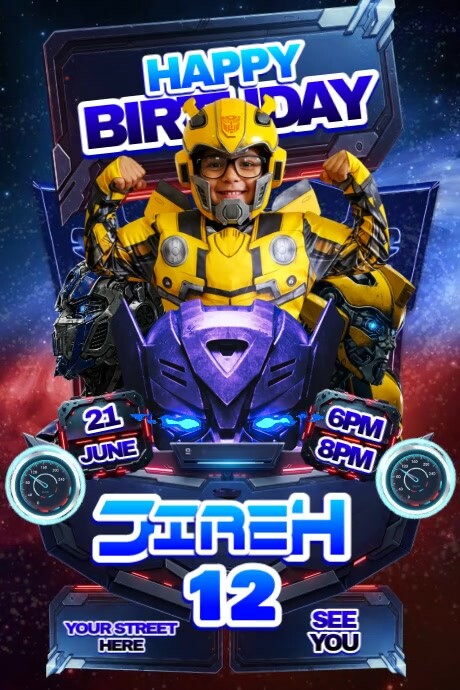 Transformers-Themed Birthday Blast Template | PosterMyWall