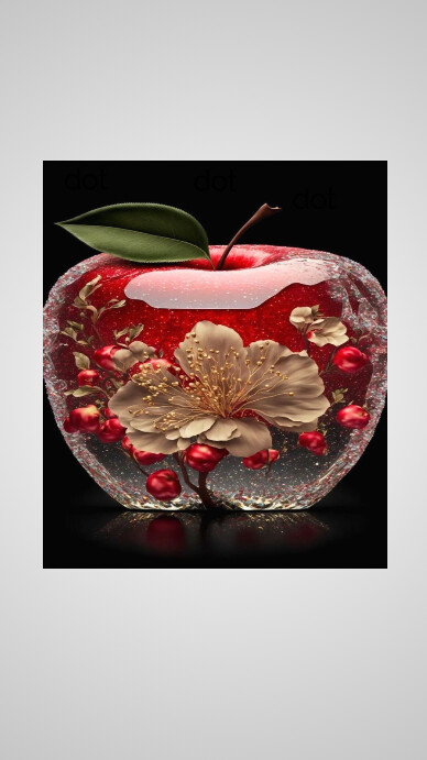 Transparent Red flowery apple Template | PosterMyWall