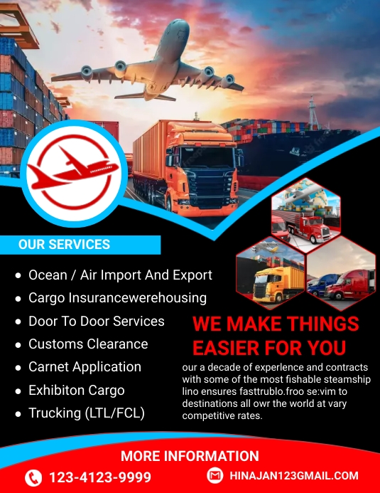 Copy of transport flyer, logistics flyer, cargo truck | PosterMyWall