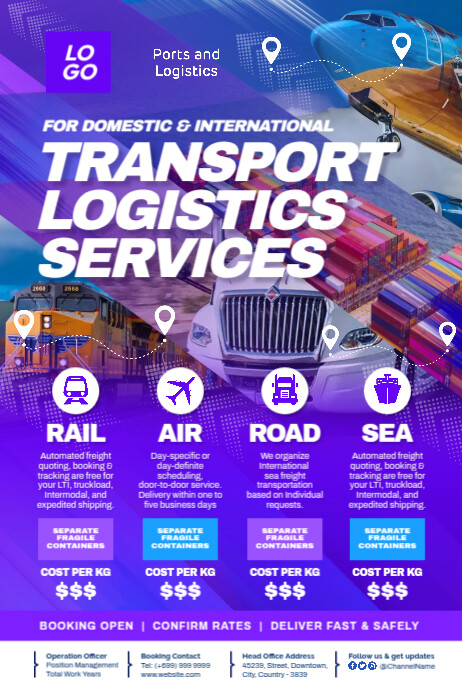 Transport Logistics Services Template | PosterMyWall