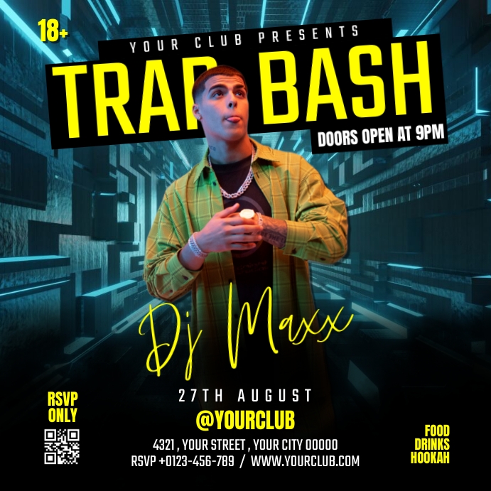 Trap Bash Party Template | PosterMyWall